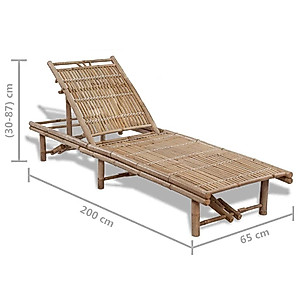 MBFLUUML Outdoor Lounger, Patio Recliner, Patio Lounger, Sun Lounger Bamboo Ideal for Outdoor Settings Such as terraces, Poolside, backyards etc.