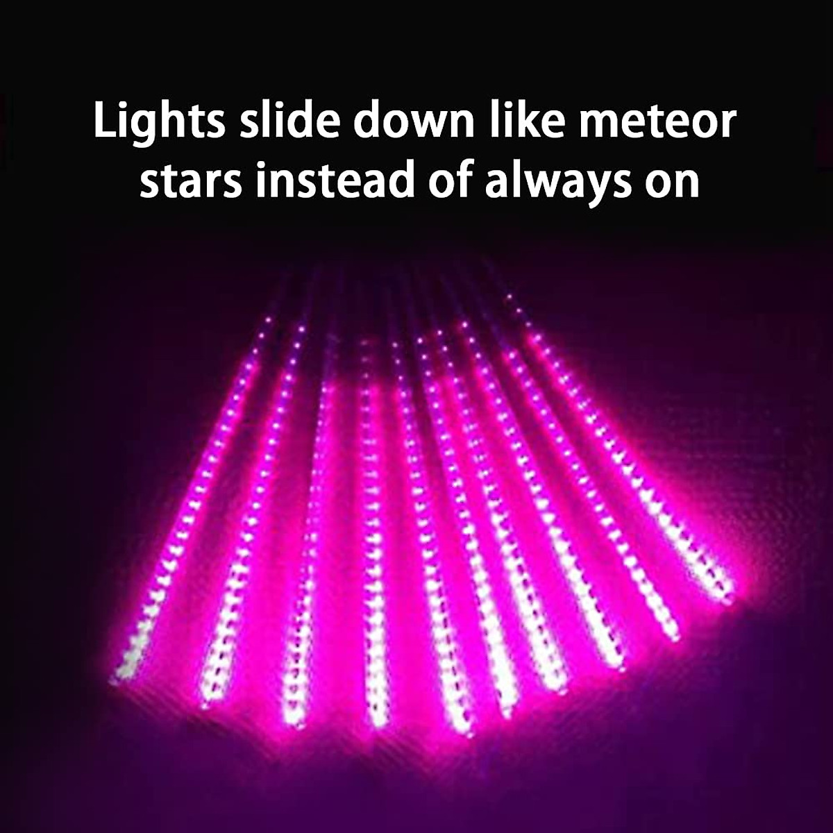 Roytong Waterproof Cascading LED Meteor Shower Rain Lights, 12 Inch 10 Tube 360 LED Outdoor for Holiday Party Wedding Christmas Tree Party Tree Decoration (Purple, 20Inch 10Tube 540LED)
