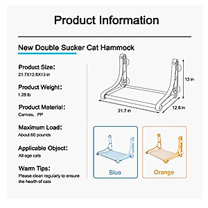 Cat Window Perch,Cat Hammock Window with Two Modes of Use and Easy to Install, Cat Window Bed with Powerful Suction Cups and Easy Cleaning, for Large Fat Cats or Two Cats ，Orange