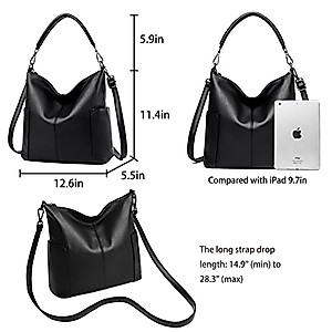 TarsaMult Hobo Bags for Women Soft Faux Leather Shoulder Crossbody Ladies Purses and Handbags Fashion Large Bucket Tote Bag(6073 Black)