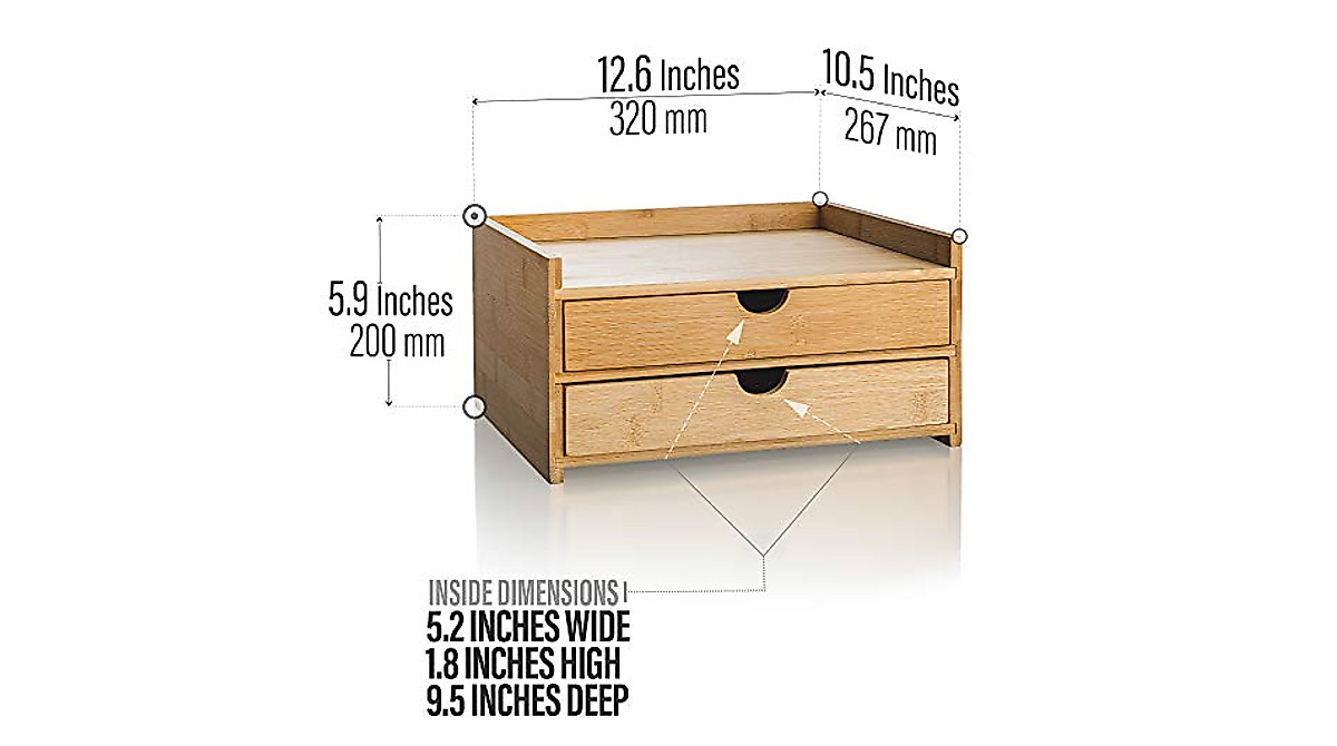 2-Tier Bamboo Desk Organizer - Stylish Storage Solution