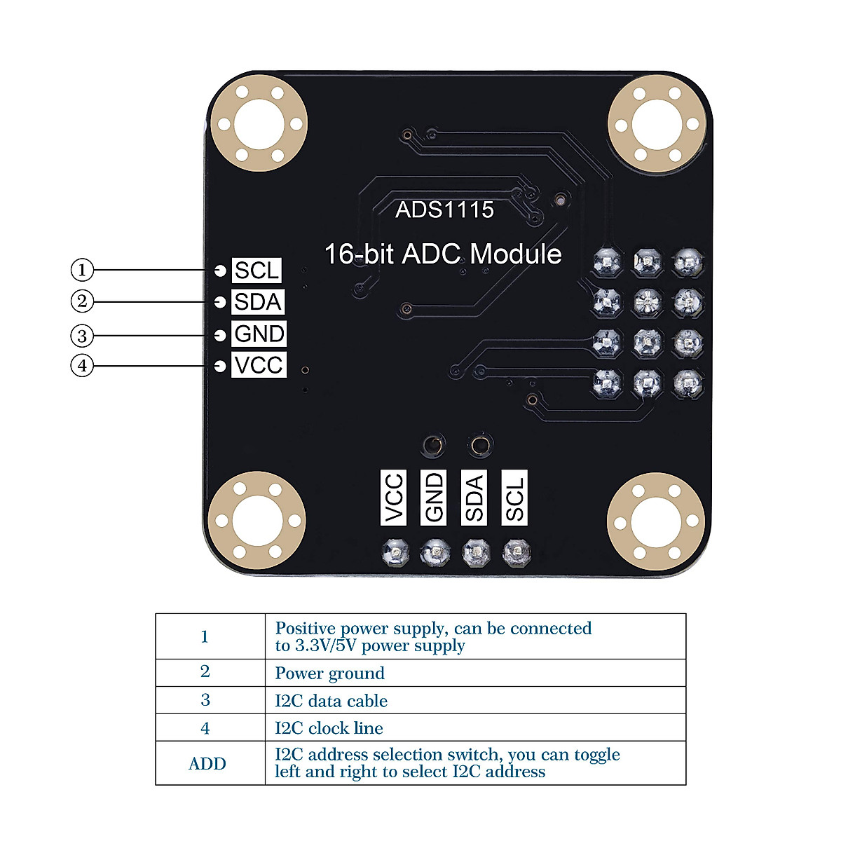 CQRobot Ocean: ADS1115 16-Bit Sensor Analog Signal and Digital Signal Acquisition or Conversion ...