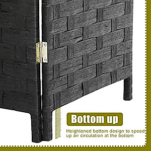 Wood Screen Folding Screen Room Dividers 4-Panel Mesh Woven Design Privacy Room Partition Wooden Screen