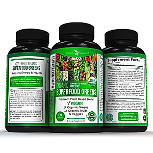 Potent Garden Organic Superfood Greens, Fruit and Veggies Supplement Rich in Vitamins & Antioxidants with Alfalfa, Beet Root & Tart Cherry to Boost Energy, Immunity & Gut Health, Greens Tablets 60 Ct