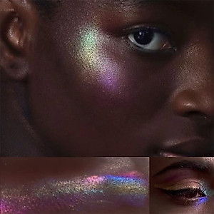 La Catrina Newest Glitter Eyeshadow, DE'LANCI Multichrome Eyeshadow Shimmer Powder, Intense Metallic Color Shift Chameleon Palette, Holographic Sparkle Rainbow Highlighter Eye Makeup (1.5 g)