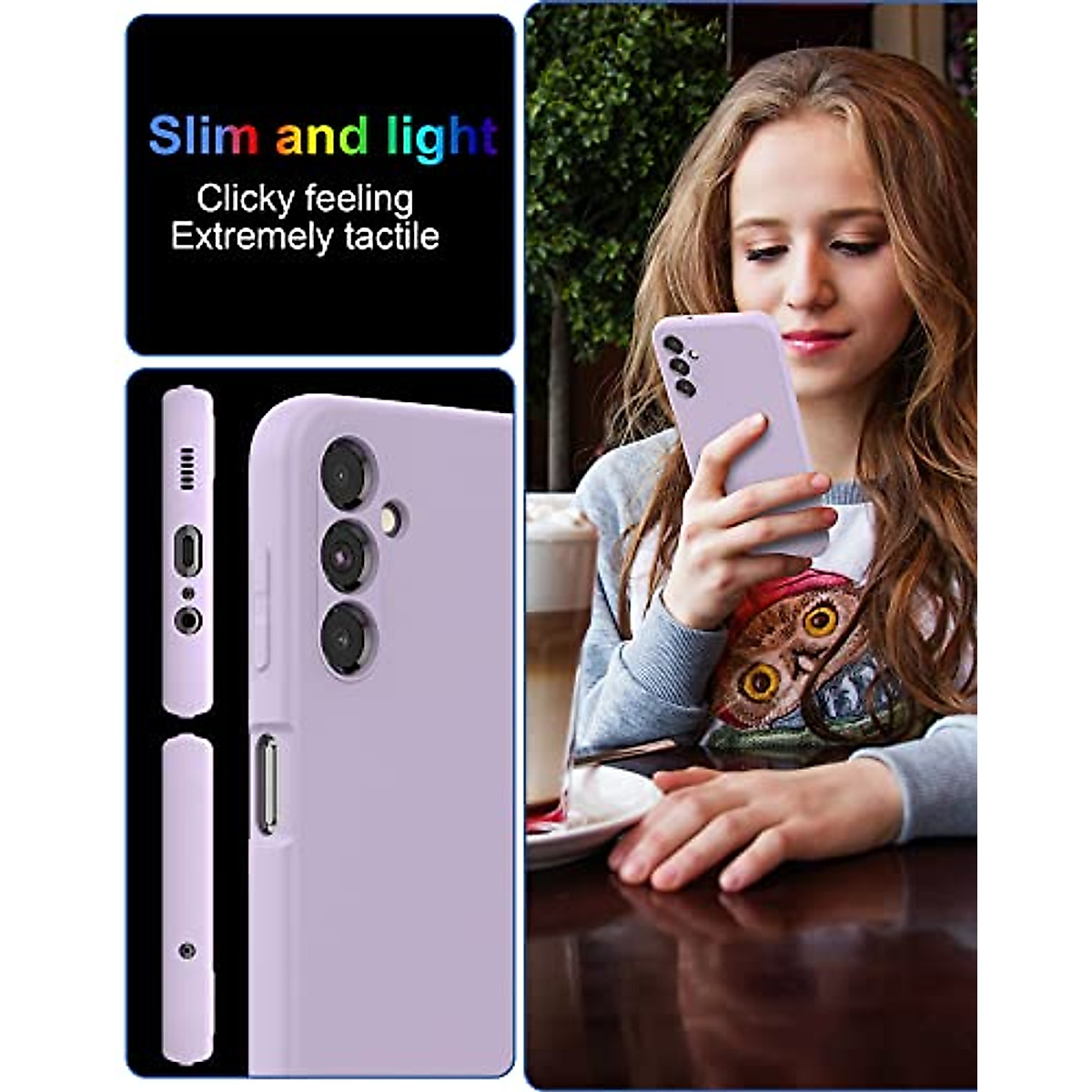 Foluu Silicone Case for Samsung Galaxy A14 5G, Liquid Gel Rubber Bumper Case with Soft Microfiber Lining Cushion Slim Hard Shell Shockproof Protective Cover for Galaxy A14 5G 2023 (Purple)