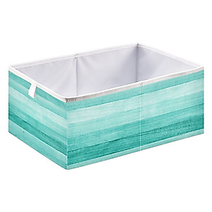 Teal Turquoise Green Storage Baskets for Shelves Foldable Collapsible Storage Box Bins with Closet Organizers Cubes Decorative for Pantry Clothes Storage Toys, Books, Home, Office,11 x 11inch