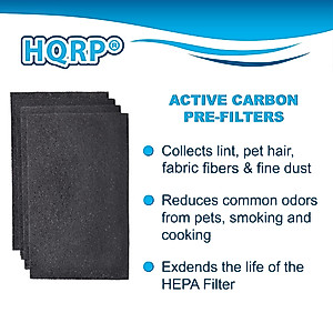 HQRP 4-Pack Carbon Filter compatible with GermGuardian FLT4100 True Hepa Filter E, Part FLT11CB4 Replacement, fits AC4100, AC4150PCA, AC4150BCA models