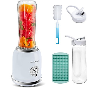 Personal Blender for Smoothies & Shakes - Portable Mini Smoothie Blender with BPA-Free 2 Travel Bottles 20 oz with Lids, 2 Speed Manual Control, 6 Stainless Steel Blades - 300 Watts