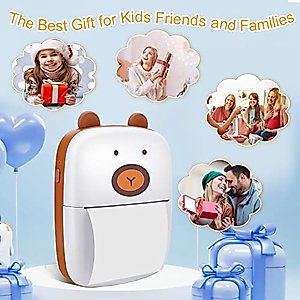 Vickes Mini Printer for iPhone and Android, Wireless Mini Photo Printer Label Printer, Portable Bluetooth Mini Thermal Printer for Printing Label, Journal, Study Note, Compatible with iOS & Android