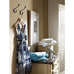 Amerock H55451MB | Noble Double Prong Decorative Wall Hook | Matte Black Hook for Coats, Hats, Backpacks, Bags | Hooks for Bathroom, Bedroom, Closet, Entryway, Laundry Room, Office