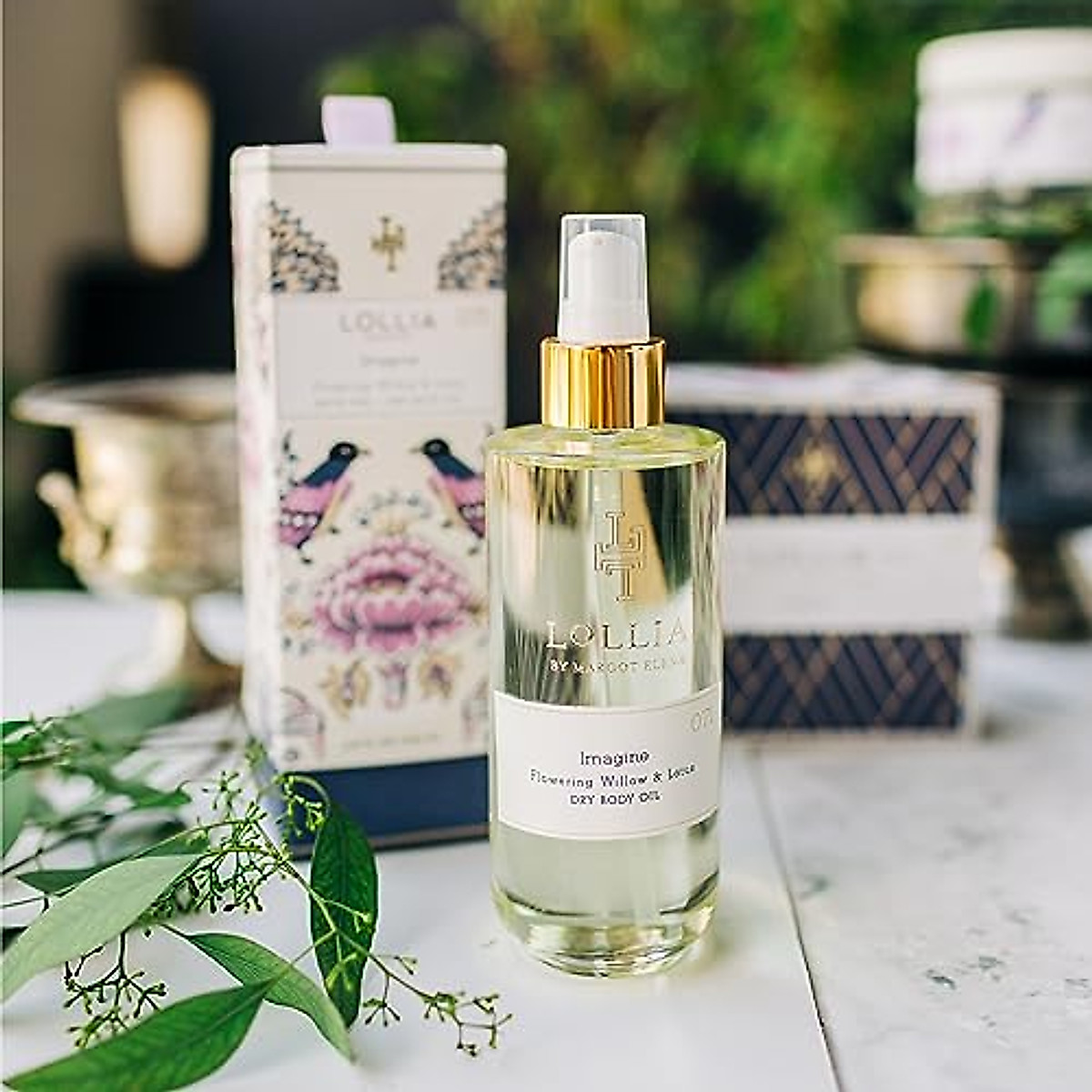 LOLLIA Imagine Dry Body Oil, 6.8 Fl. Oz. – Flowering Willow & Lotus – Women’s Body Oil, Scented Body Oil, Moisturizing Body Oil, Dry Body Oil for Women, For All Skin Types