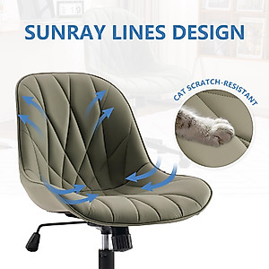 YOUNIKE Office Chair Desk Chair, Home Office Desk Chairs with Wheels, Armless Swivel Computer Chairs with Tilt Lever, Cute Small Upholstered Task Chairs for Compact Space, Olive Green