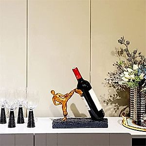 DOUBA Kung Fu Little Golden Man Creative Resin red Wine Rack Decoration Living Room Wine Cabinet Decoration