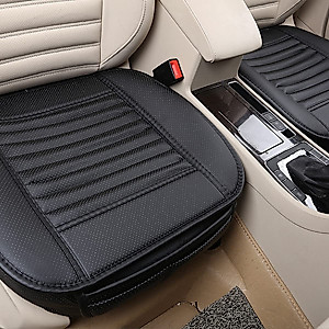 zipelo 2 Pack Car Seat Covers for Front Seats, Breathable Leather Cushion Protector, Anti-Slip Driver Seat Padded with Storage Pockets, Auto Interior Decoration for Most Vehicles (Black)