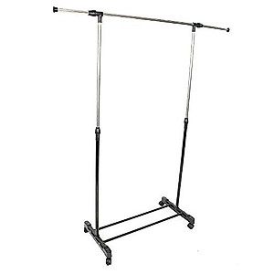 2611 - Rolling Dry Clothes Rack Single Rail Hanging Garment Bar Heavy Duty Hanger – QQ09