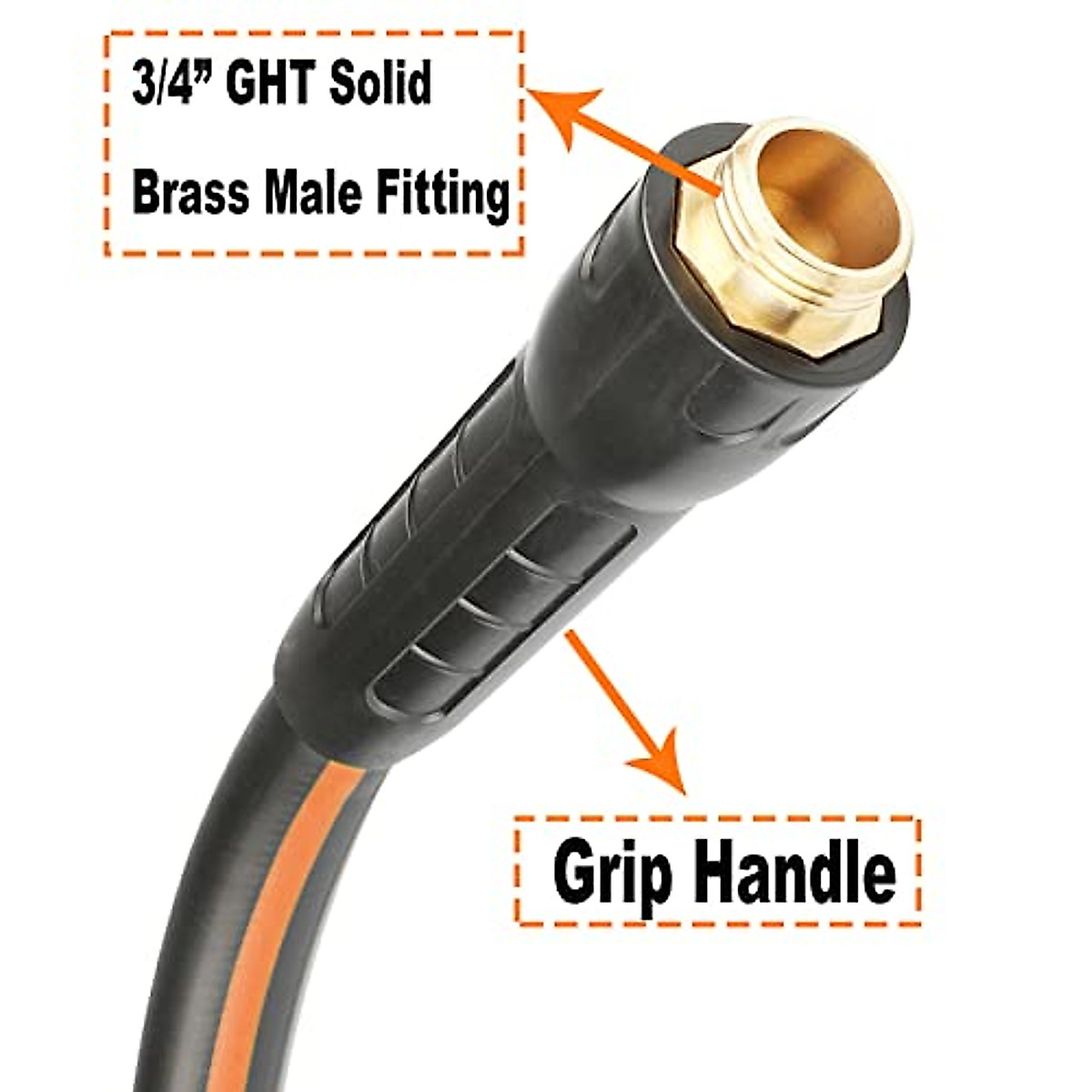 EADUTY Hybrid Lead In Garden Hose 5/8 IN. x 6 FT, Heavy Duty, Lightweight, Flexible with Swivel Grip Handle and Solid Brass Fittings, Gray+Orange