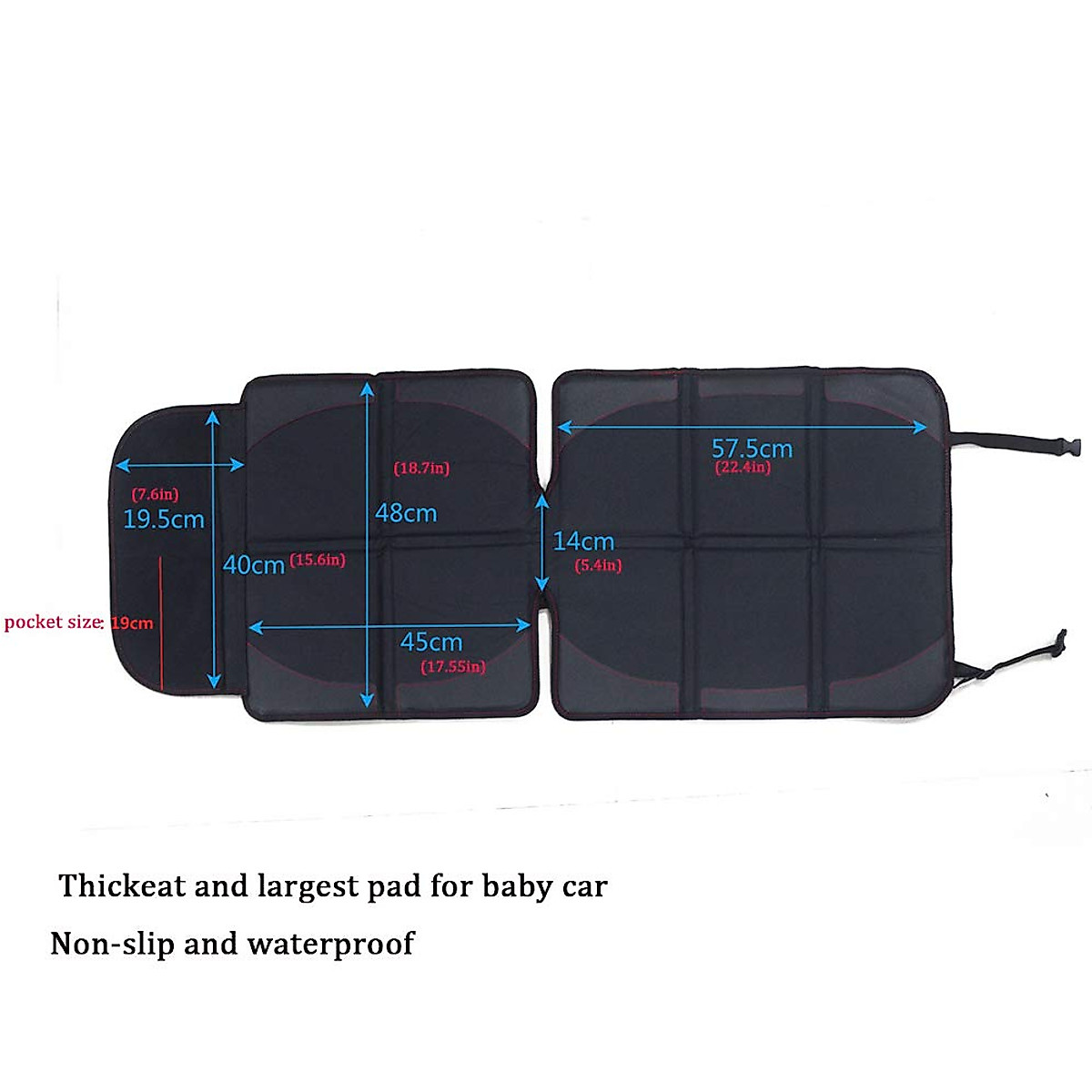 J&C Car Seat Protector 2pcs, 600D Car Seat Protector for Child & Infant Heavy Duty with Non-Slip Spots Universal Fit
