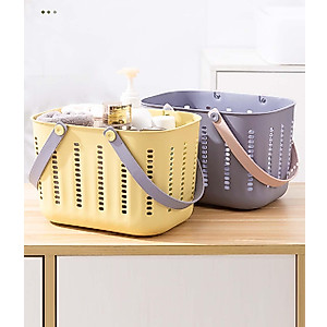 kamuavni Purple Shower Caddy,Plastic Storage Basket with Handle Portable Shower Caddy Tote Dorm Storage Organizer With Drainage Holes - Purple Grey