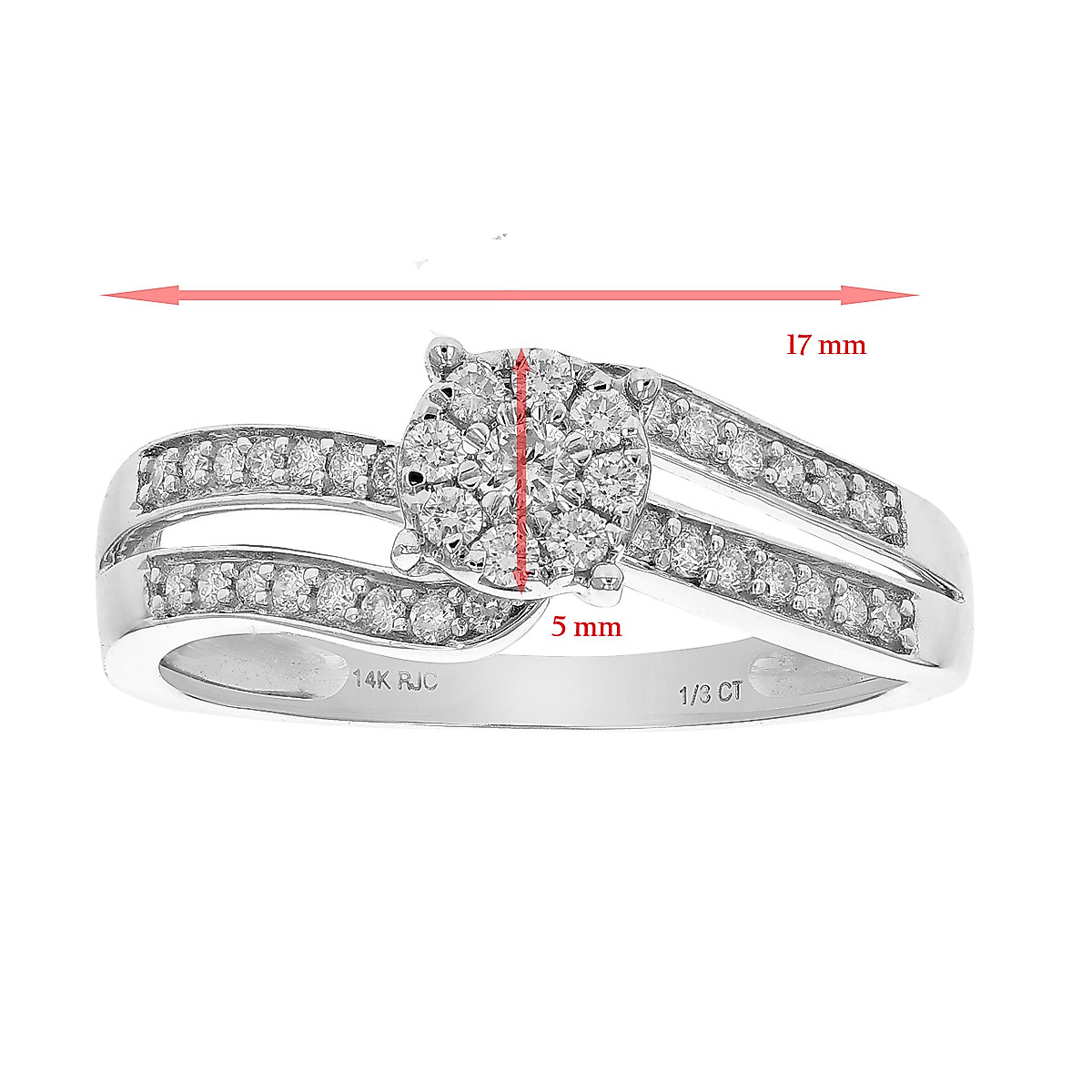 Vir Jewels 1/4 cttw Diamond Cluster Set Wedding Engagement Ring 14K White Gold Bridal Size 7