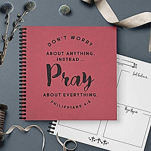 Softcover Pray 8.5" x 8.5" Religious Spiral Prayer Journal/Notebook, 120 Prayer Journal Pages, Durable Gloss Laminated Cover, Black Wire-o Spiral. Made in the USA
