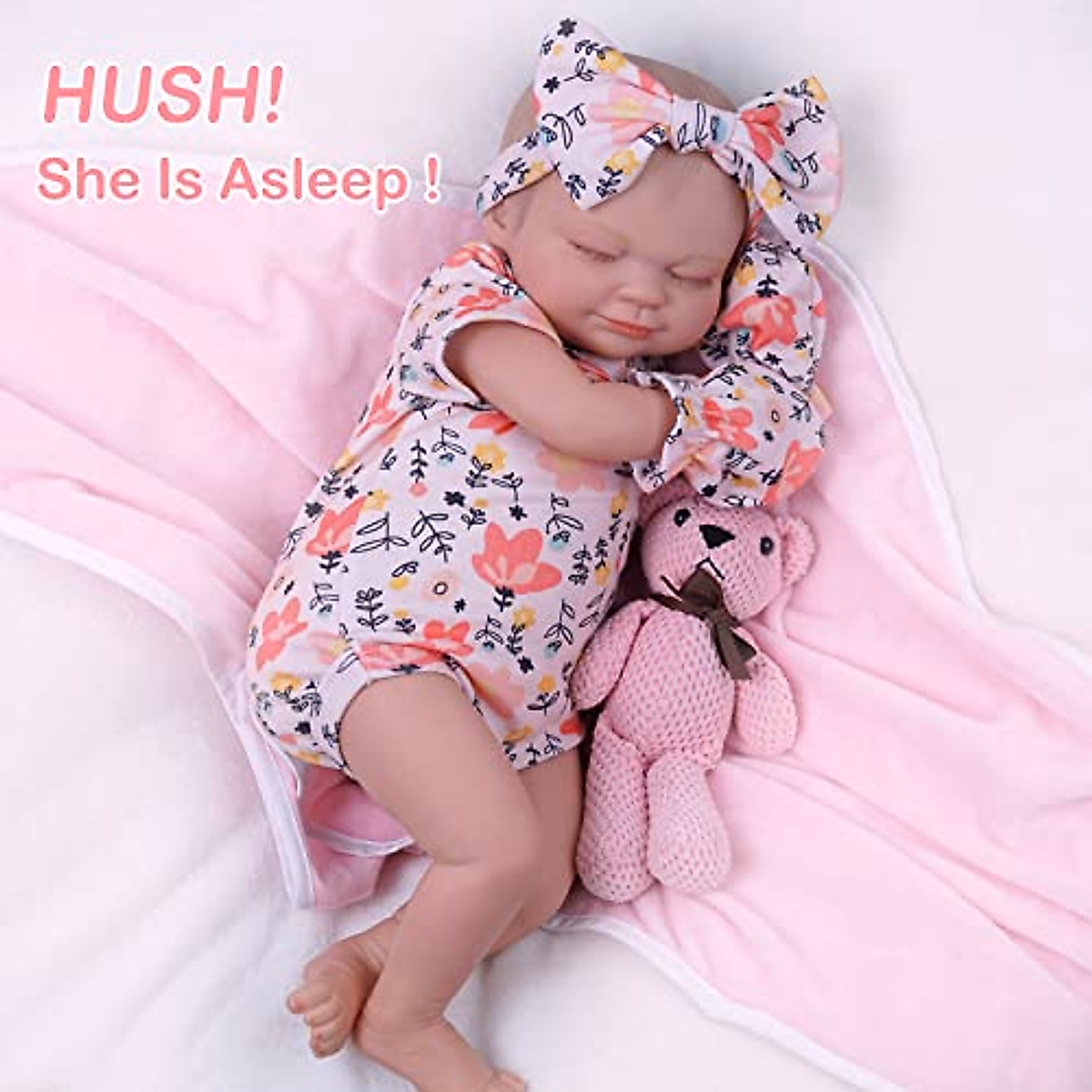 BABESIDE Lifelike Reborn Baby Dolls - Skylar, 17-Inch Real Baby Feeling Realistic-Newborn Sweet Smile Sleeping Dolls Girl Handmade Baby Doll That Looks Real for Kids Age 3 +
