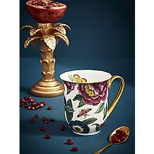 Spode Creatures of Curiosity Collection Cream Floral Coffee Mug, 12 Ounce, Gold Rim and Handle, Made of Fine China, Mugs for Coffee, Tea Cup, Hand Wash