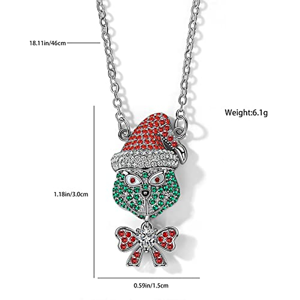 Dckazz Christmas Necklace for Women Grinch Bow Necklace Xmas Christmas Gift Holiday Jewelry for Christmas New Year Party Accessories