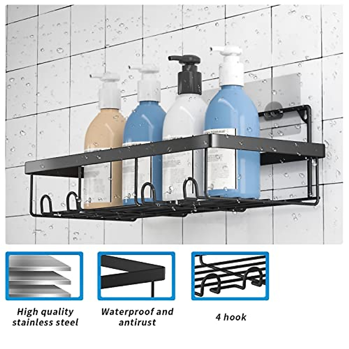 Boiarc Shower Shelves for Inside Shower, 5 Pack Adhesive Shower Organizer, Stainless Steel Shower Caddy Shower Rack Bathroom Organizer¡­