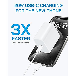3 Pack i Phone 15 Charger Fast Charging, 20W USB C Charger Block with 6FT USB C i Phone 15 Charger Cable Compatible with Phone 15 Pro Max /15 Plus/,Pad Pro 12.9"/11",iPad Air 5th/4th 10.9"