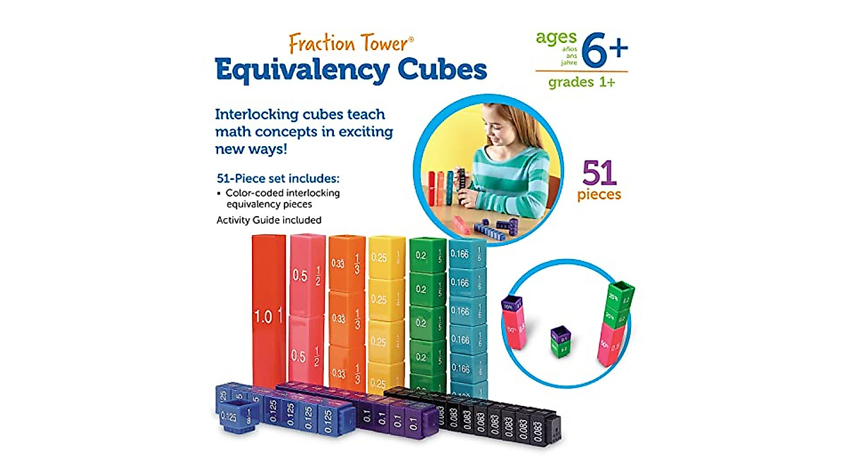 Learning Resources Fraction Tower Cubes for Kids - Math Learning Toys
