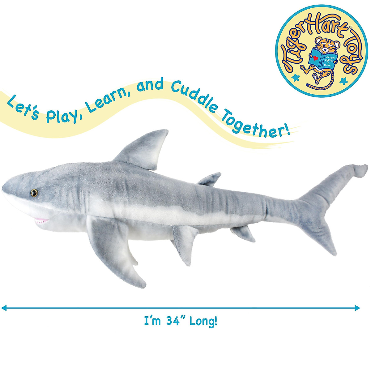 TigerHart Sammy The Shark - 34 Inch Long Great White Stuffed Animal Plush