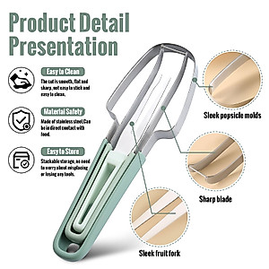SINGYEIEC 3-in-1 Watermelon Cutter Slicer Tool, Stainless Steel Watermelon Slicer, Creative kitchen watermelon fork slicer cutter, Watermelon Popsicle Mould, melon cutter, portable fruit fork