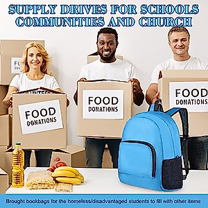 Reginary 24 Pcs Backpack 17" Backpacks Foldable Lightweight Bookbags Student Outdoor Travel School Book Bag with Storage Bag (Blue)