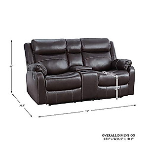 Homelegance Yerba 70" Microfiber Double Reclining Loveseat W, Dark Brown