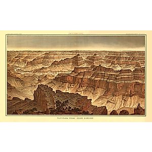 Posterazzi PDXAZGR0003LARGE Grand Canyon, Point Sublime Arizona 1882 Bien Poster Print, 36 x 21, Multicolor