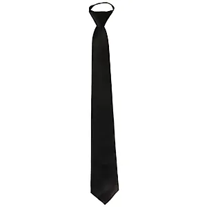Vesuvio Napoli PreTied Men's Necktie Solid BLACK Color Mens, Black, Size 3.0