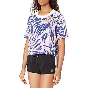 adidas Originals Women's Crop, Top: Multi/white/midnight indigo/true pink bottom: glow orange, 2XS