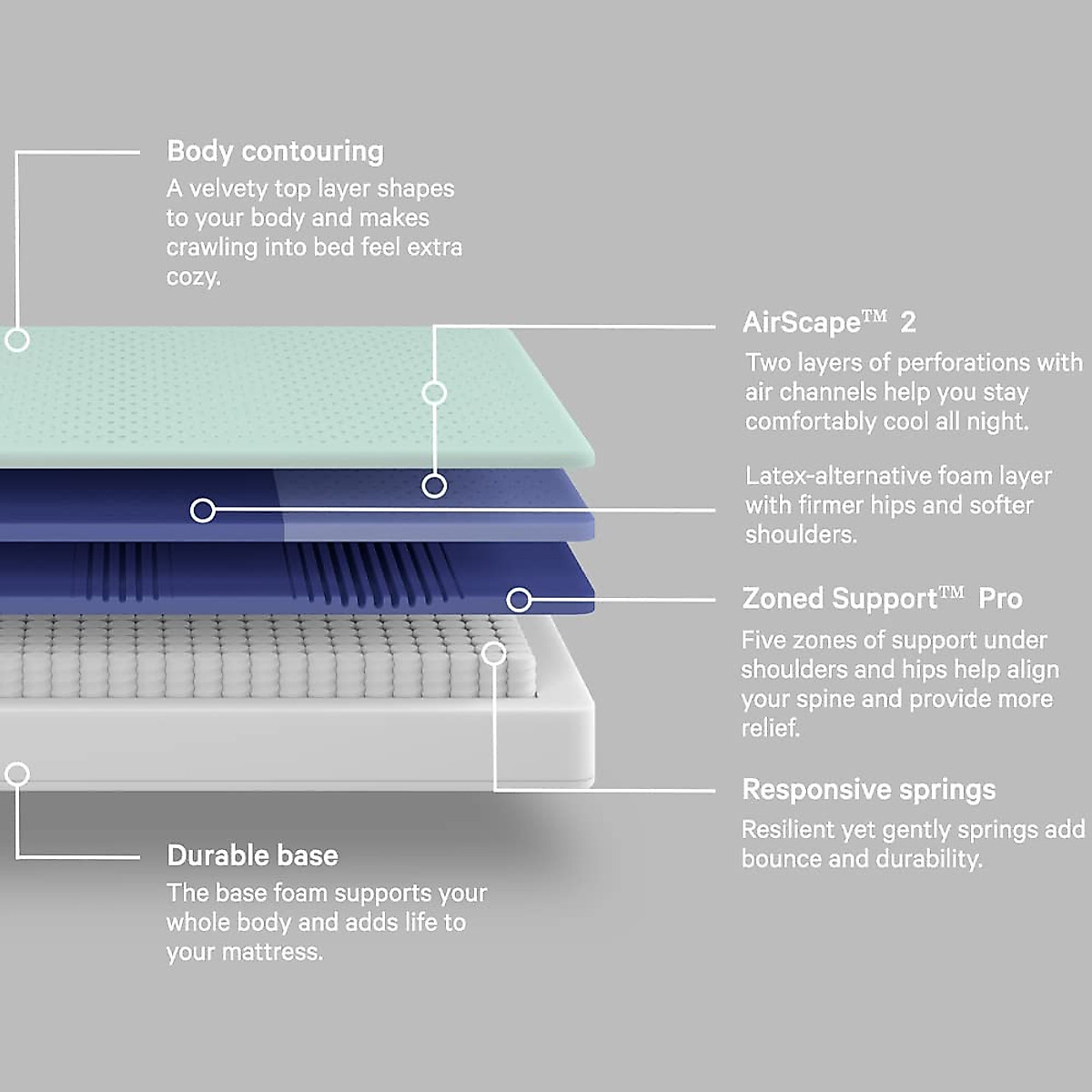 Casper Sleep Nova Hybrid Mattress, California King,Light Gray