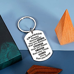 Grandson Gifts from Grandma Grandpa Christmas Gifts for Teenage Boys Inspirational Gifts for Men Kids Teen Him Keychain Birthday Graduation Back to School Stocking Stuffers for Boys Motivational Gifts