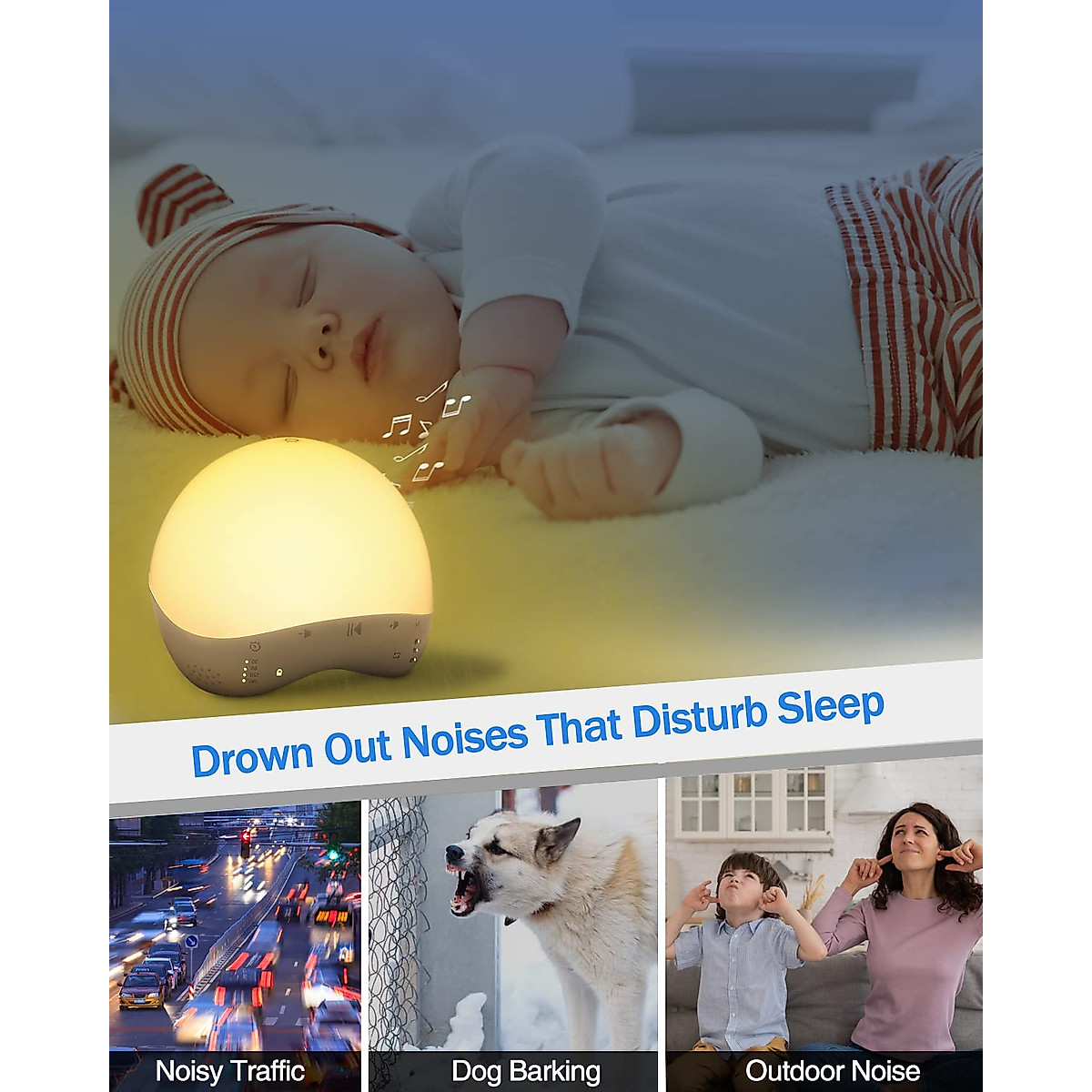 Loycco Sound Machine for Sleeping with Night Light, APP & Touch & Voice Control White Noise Machine, Work with Alexa, Sleep Trainer Therapy, 25 Soothing Sounds, Child Lock, Timer, for Baby Adult Kids