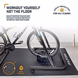 Alpcour Bike Trainer Mat – 36”x78” Multipurpose Carpet and Floor Protection – Water-resistant with Anti-slip Texture and Noise Insulation for Home and Indoor Gym Workout Cycling