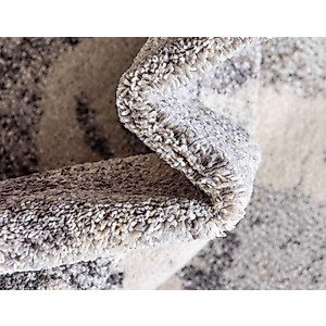 Unique Loom Positano Collection Coastal Modern Coral Lobster Shells Light Gray Runner Rug (3' x 10')