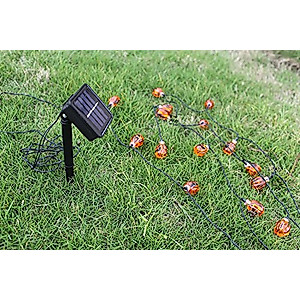 YBB Solar Pumpkin String Lights, Waterproof Halloween Christmas Decoration String Lights, 30 LED Lights Twinkling/Steady on Modes Jack-O-Lantern for Outdoor, Home, Patio, Garden (7m/22ft Warm White)