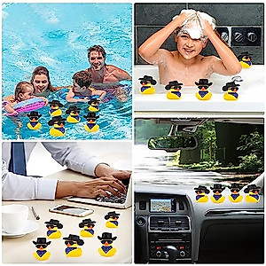 32 Set Mini Cowboy Rubber Duck with Cowboy Hat Scarf and Sunglasses Mini Yellow Duckies Bath Party Toy Mini Squeak Duck Bathtub Toys for Swimming Pool Baby Shower Birthday Party Gifts Decor (Black)