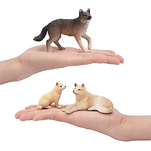 Toymany 8PCS Wolf Figures Forest Animals Toy Figurines - Realistic Jungle Zoo Animal Figurines，Educational Toy Cake Toppers Christmas Birthday Gift for Kids Boys Girls