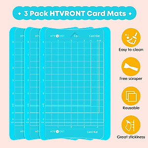 HTVRONT Card Mats for Cricut Joy - 3 Pack Crafting Mat for Cricut Joy Cards, Durable Sticky & Reusabe 4.5x6.5in" Card Cutting Mats with Clear Protective Film, Replacement Accessories for Cricut Joy