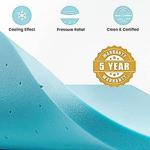 Marsail 3 Inch Memory Foam Mattress Topper, Queen Mattress Topper Cooling Gel Ventilated Design, Bed Topper with CertiPUR-US Certified