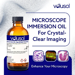 Volu-Sol | Microscope Immersion Oil | Type B (High Viscosity) Safe for All Lenses | Clear Oderless| Easy to Remove | 1250 centistokes | Microscopy Oil for Clear Imaging (30 mL / 1 oz)