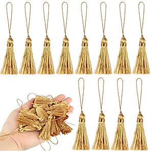 BEL AVENIR 45 Pcs Mini Bookmark Tassels 3.75inch/9.5cm Silky Handmade Keychain Tassel with 2.15inch Cord Loop,Colorful Small Tassels for Craft Accessory,Tags